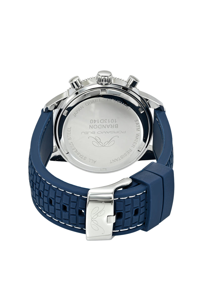 Porsamo Bleu Brandon Luxury Chronograph Men's Silicone Strap Watch, si